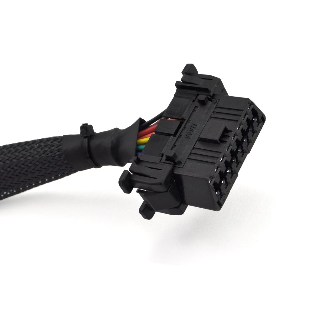 iKKEGOL 30cm 16 Pin OBD2 OBDII J1962 Y Cable Cord Splitter Extension 1x Male to 2X Female Braid Connector 12"