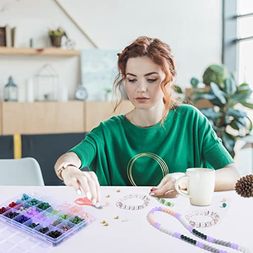 UNIAYSENG 600PCS Round Glass Beads for Jewelry Making, 24 Color DIY Gemstone Crystal Beads Bracelet Making Kit Healing Chakra Beads,8mm Loose Beads Crystal Spacers for Friendship Bracelet