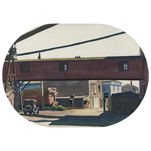 Oval Waterproof Tablecloth Edward-Hopper-Painting-1928-Box-Factory,-Gloucester- Durable Tablecloth for Parties Decorative Rectangle Table Cover 60 Inch X 84 Inch