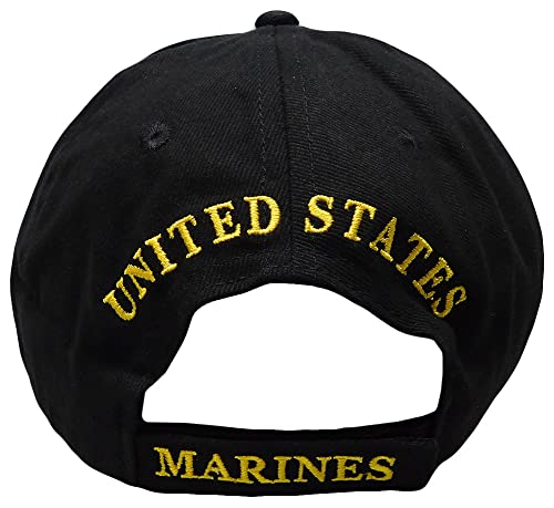 United States Marine Corps EGA The Few, The Proud Black Cotton Adjustable Embroidered Baseball Cap Hat - Officially Licensed