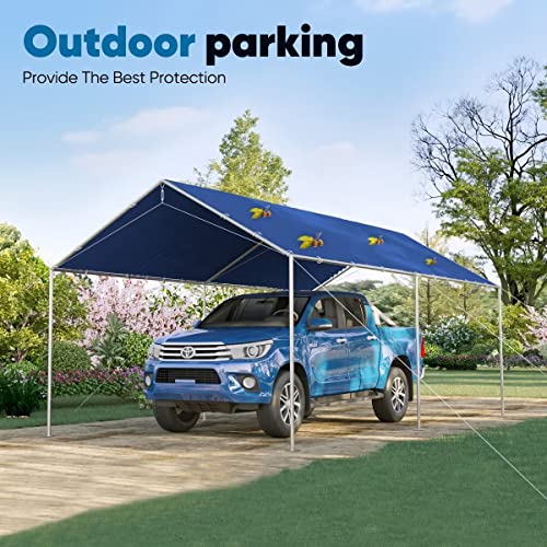 Quictent 10X20ft Upgraded Heavy Duty Carport Car Canopy Party Tent with Reinforced Steel Cables-Blue