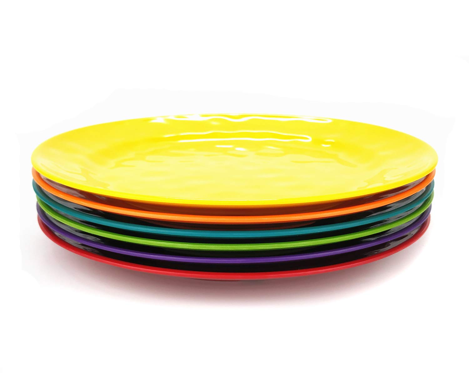 KX-WARE Melamine Plates Set of 6, 8-inch 100% Melamine Salad Plates for Everyday Use, Break-resistant and Lightweight, Multicolor