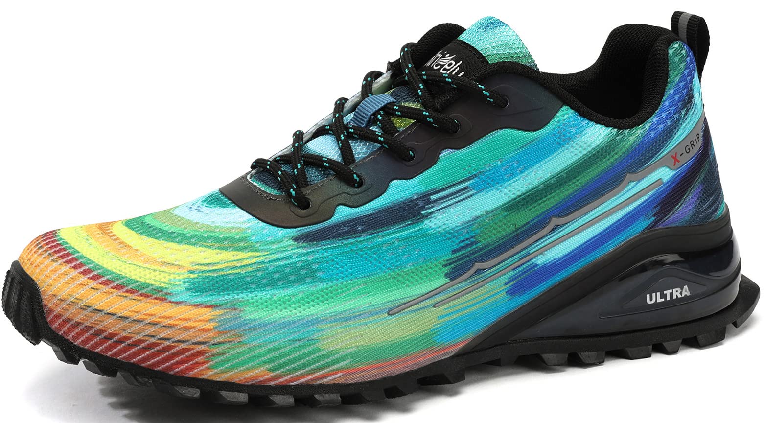 ikunka Men'S Fashion Sneakers Lightweight Breathable Extra Wide Walking Shoes Tennis Cross Training Shoe Non Slip Trail Running Shoes(Multicolor Blue 9.5)