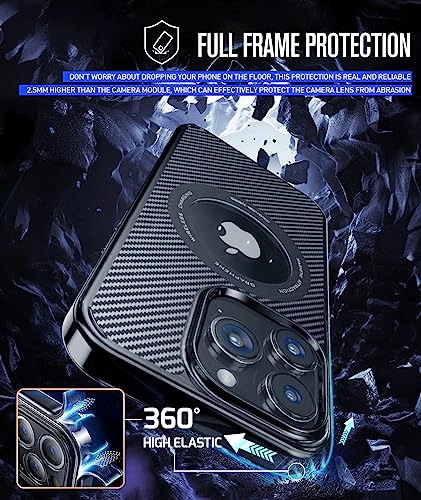 VALUEAGLE Graphene Cooling Case for iPhone 14 Pro Max Case [Strong Magnetic] [Compatible with MagSafe] [360°Military Grade Protection] [24h Self-Circulating Cooling] (6.7inch Black