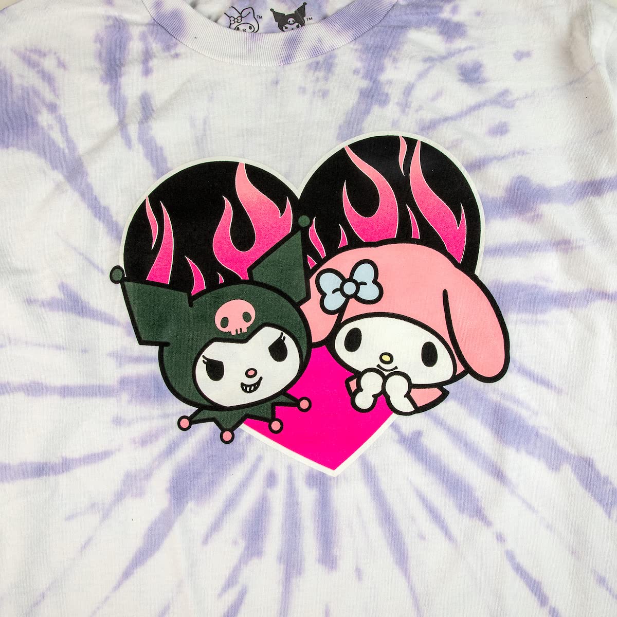 Hello Kitty And Friends My Melody & Kuromi Juniors Tie Dye Long Sleeve Crop Pullover-XXL Multicolored