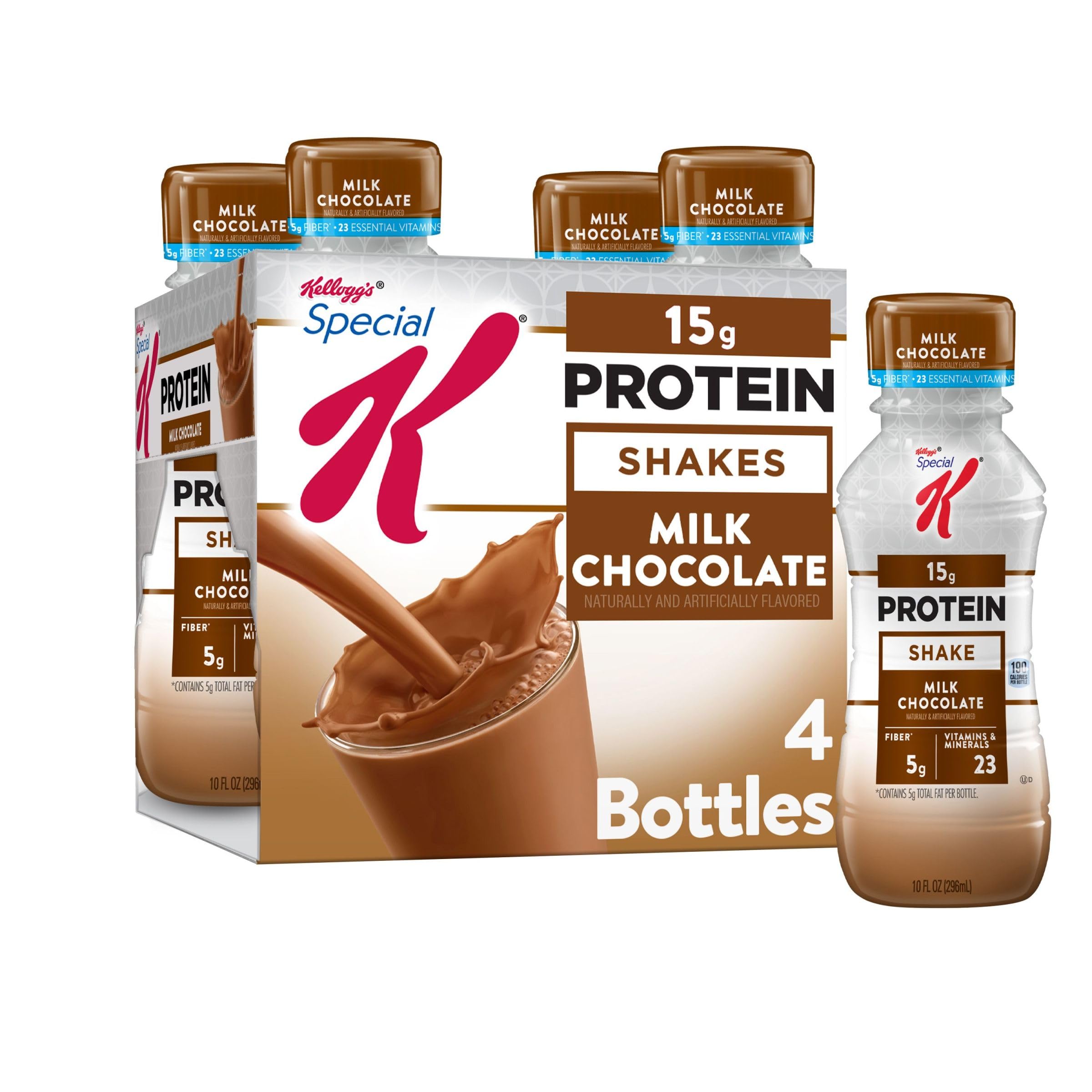 Kellogg's Special K Protein Shakes, Meal Replacement, High Protein, Gluten-Free Snacks, Rich Chocolate, 40oz Pack (4 Bottles)