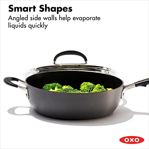 OXO Good Grips 10 Piece Cookware Pots and Pans Set, 3-Layered German Engineered Nonstick Coating, Stainless Steel Handle with Nonslip Silicone, Gray,Black