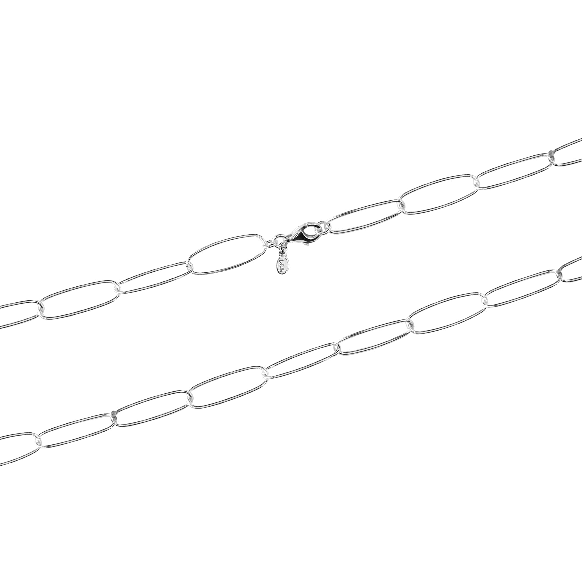 LeCalla 925 Sterling Silver Italian 6.5-MM Paperclip-Link Chain Necklace for Women 36 Inches