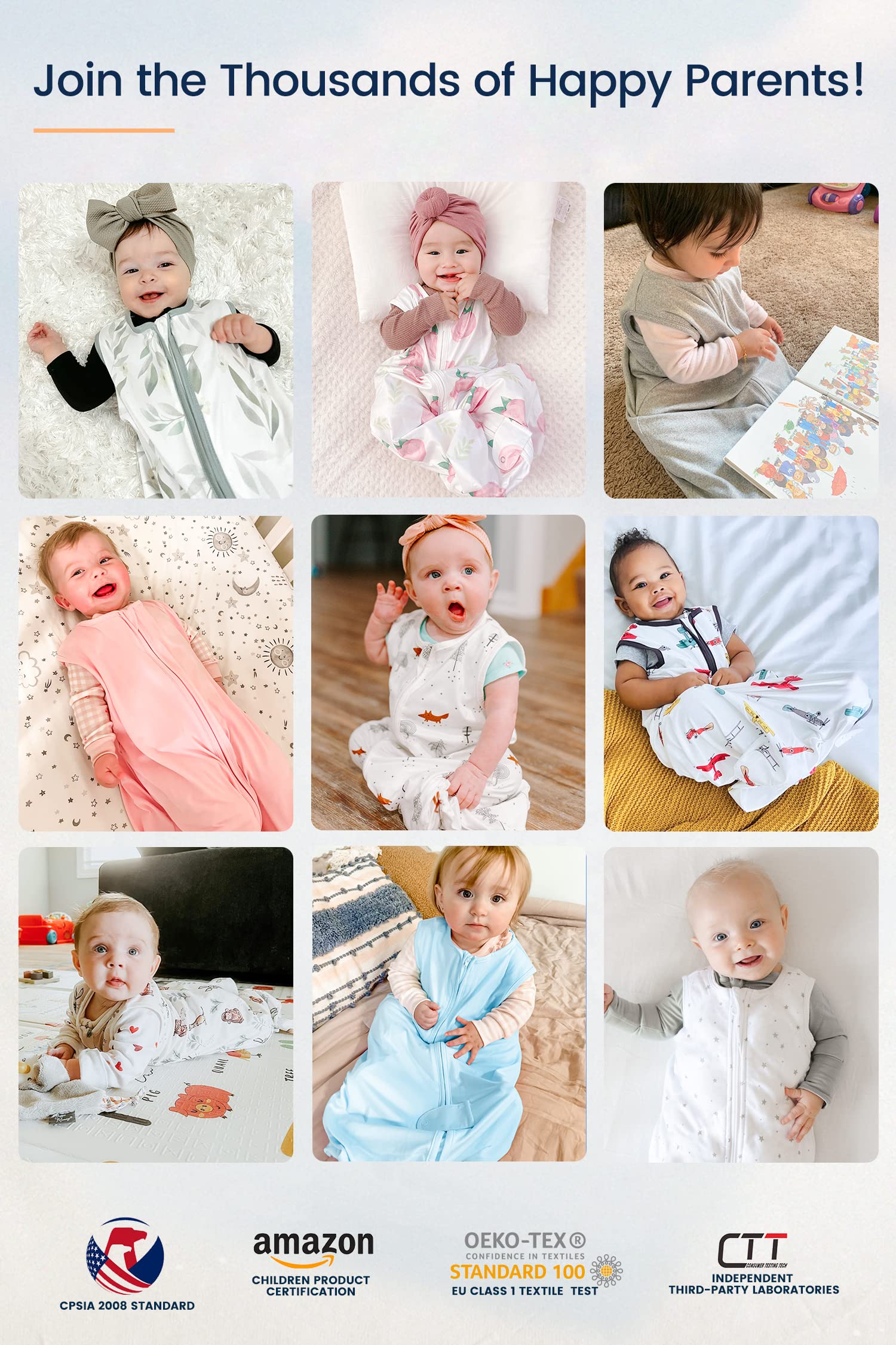 TotAha Light Baby Sleep Sack, Stretchy Sleepsack, Silky Comfort, Buttery Soft, Swaddle Transition Sleeping Bag, 2-Way Safe Zippers, Baby Wearable Blanket for 0-3-6-12-18-24 Months 0.5 TOG