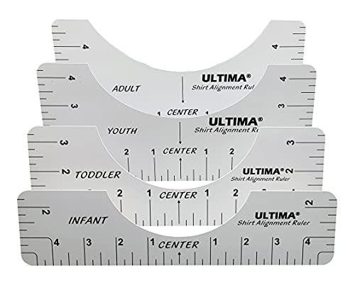 Ultima T-Shirt Alignment Guide & Centering Ruler β 4pc T Shirt Alignment Tool Used to Center Your Designs β Sizes for Adult, Youth, Toddler & Infant