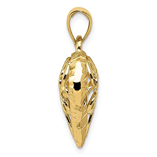 IceCarats 14K Yellow Gold Antique Filigree Heart Necklace Love Pendant Charm 26mm x 20mm Only