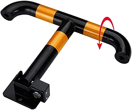 T-Shaped Heavy Duty Car Parking Space Lock Bollard Folding Lane Parking Barriers Security Posts for Private, Business, with Screws & Key (Yellow 550x400mm) (Black 550x400mm)