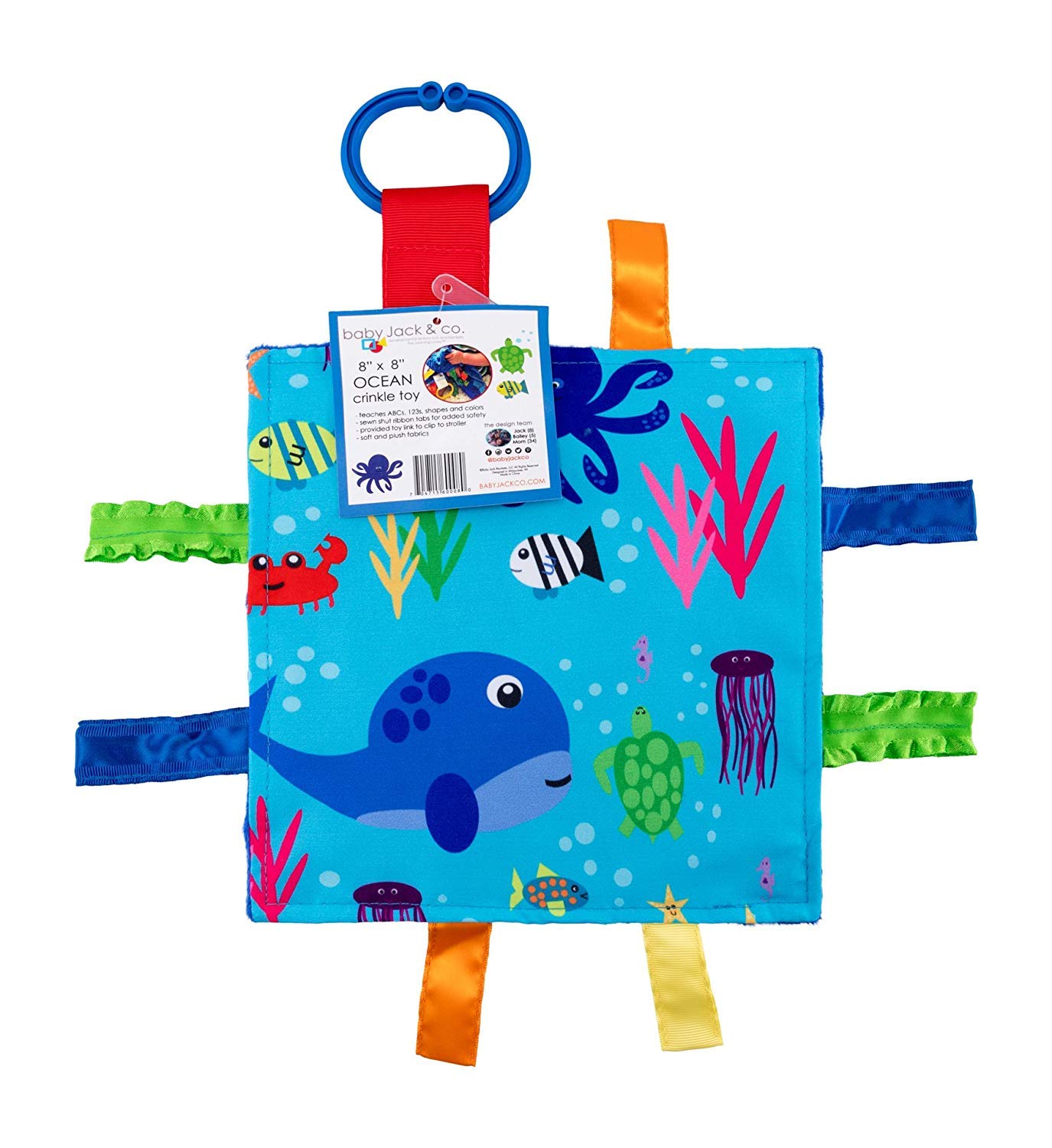 The Learning Lovey Water Baby Ocean Animals Crinkle taggy Sensory Toys Gift Set