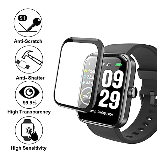 smaate Screen Protector for S2 1.69 inch, Compatible with TOZO S2 smartwatch, 3-Pack, 3D Full Coverage, Curved Edge frame, Anti-shatter, Anti-scratch