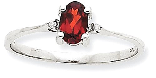 IceCarats 10K White Gold Diamond Red Garnet Ring Gemstone Band April January Birthstone Jewelry Size 6