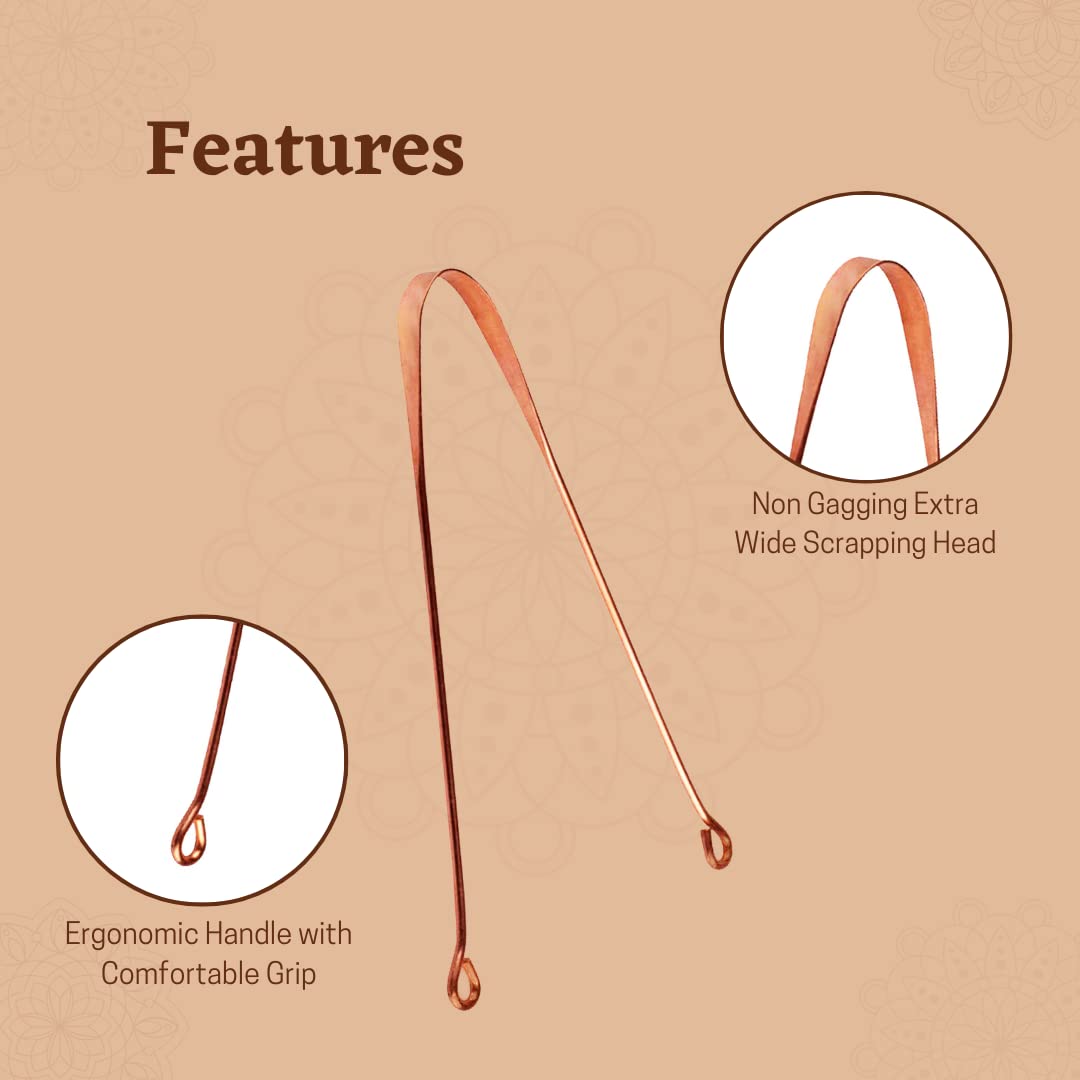 The Legend Pack of 1 Ayurveda Heavenly Copper Tongue Cleaner or Scraper | Metal Tongue Scraper and Handmade