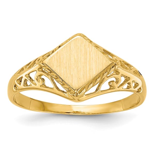 IceCarats 14K Yellow Gold Custom Engraved Signet Ring Handmade Personalized Monogram Initial Letter Band Size 5.25