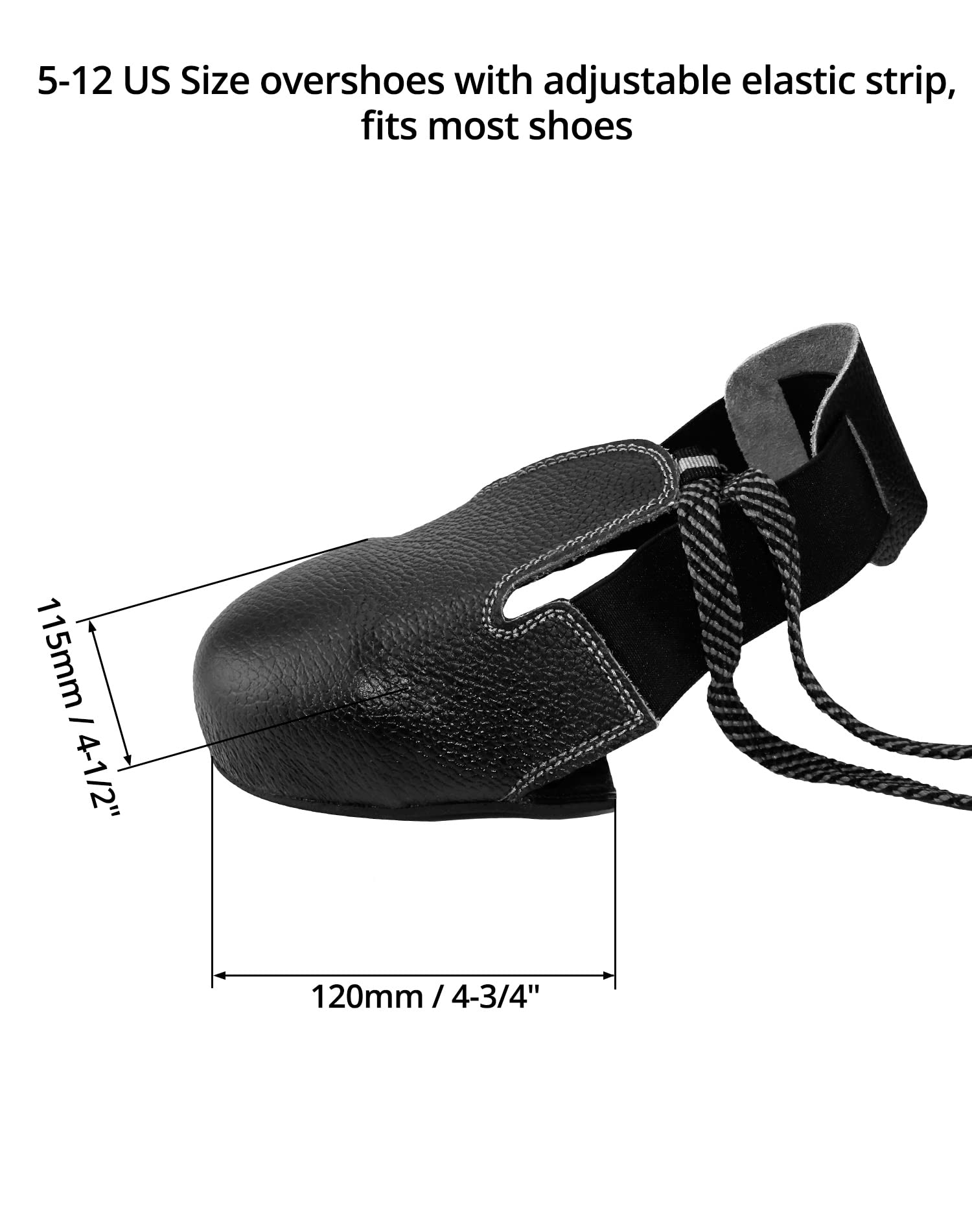 QWORK Steel Toe Cap Safety Overshoes Workplace Anti-smash Cover with Adjustable Strap for Men/Women, 1 Pair (Size 5-12 US)