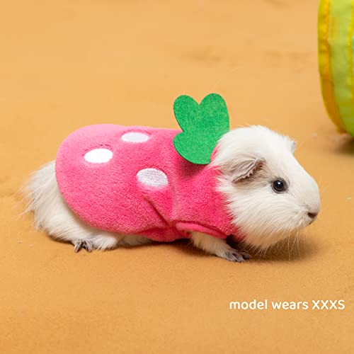 TUKOAW Guinea Pig Clothes - Cute Strawberry & Carrots Pet Colthes for Guinea Pig Rabbit Ferret Rat Chinchilla Kitten MiniDogs - Soft Warm Guinea Pig Costume for Winter Fall