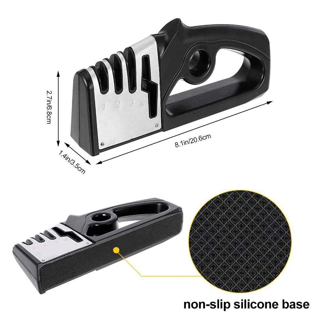 knife sharpener, knife sharpener, professional 4-stage knife sharpener, non-slip base, diamond sharp, tungsten steel sharp, ceramic sharp, scissor sharp