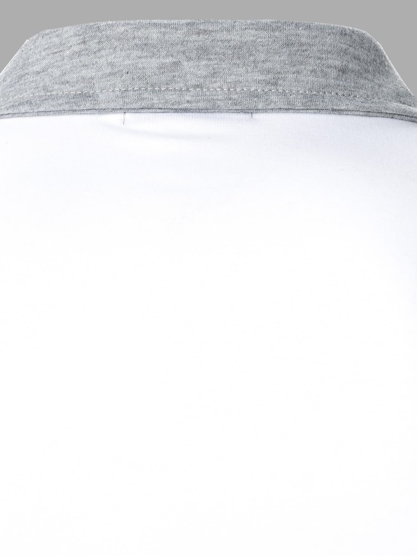 OYOANGLE Men's Long Sleeve Casual Shirt Zipper Striped Regular Fit T Shirt White S
