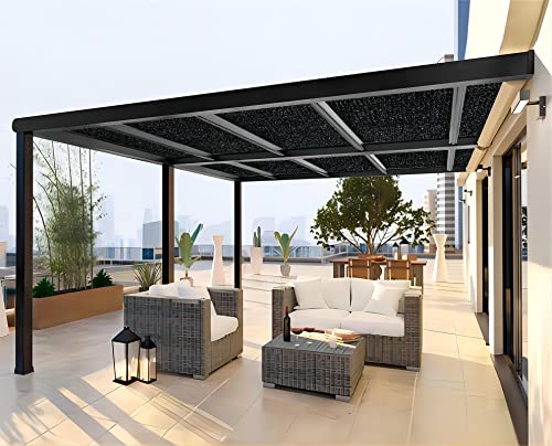 Shatex 90% Shade Fabric Sun Shade Cloth Taped Edge with Grommets Sun-Block Mesh Shade for Pergola Cover Canopy 8β x 12β, Black