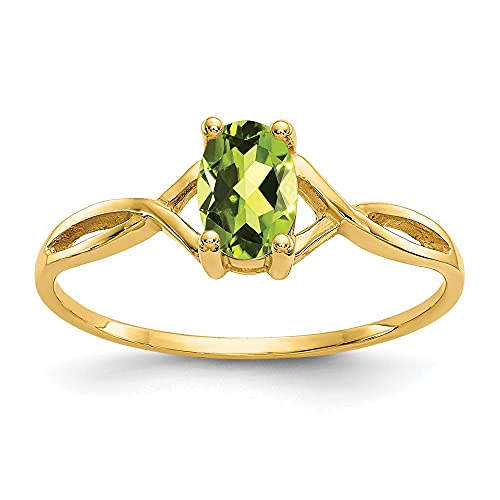IceCarats 10K Yellow Gold Green Peridot Ring Gemstone Band August Birthstone Jewelry Size 7.00