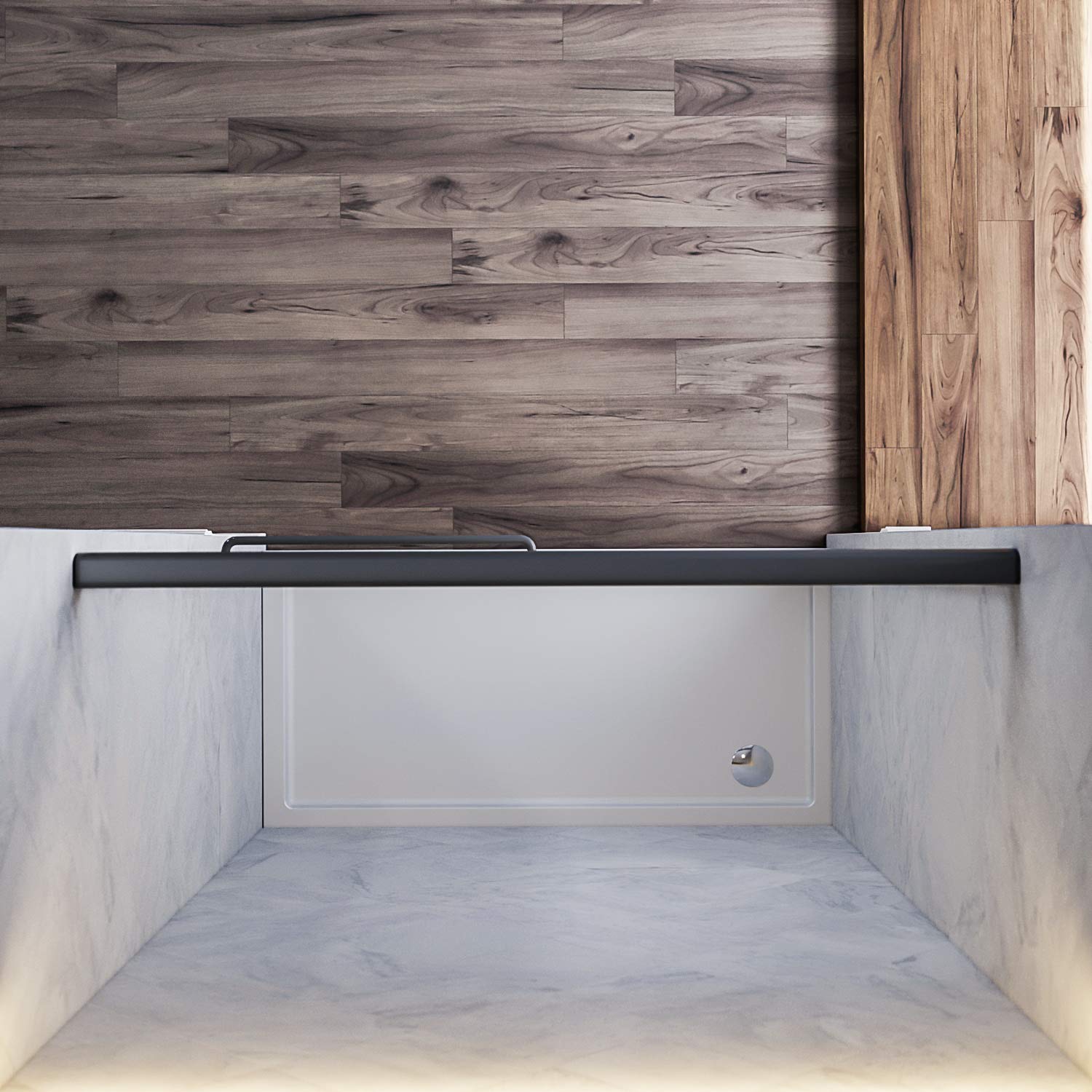 SUNNY SHOWER Glass Door Semi Frameless Sliding Glass Shower Door, 1/4" Clear Glass Doors for Bathroom, Black Finish 58.5-60 in.W x 72 in.H