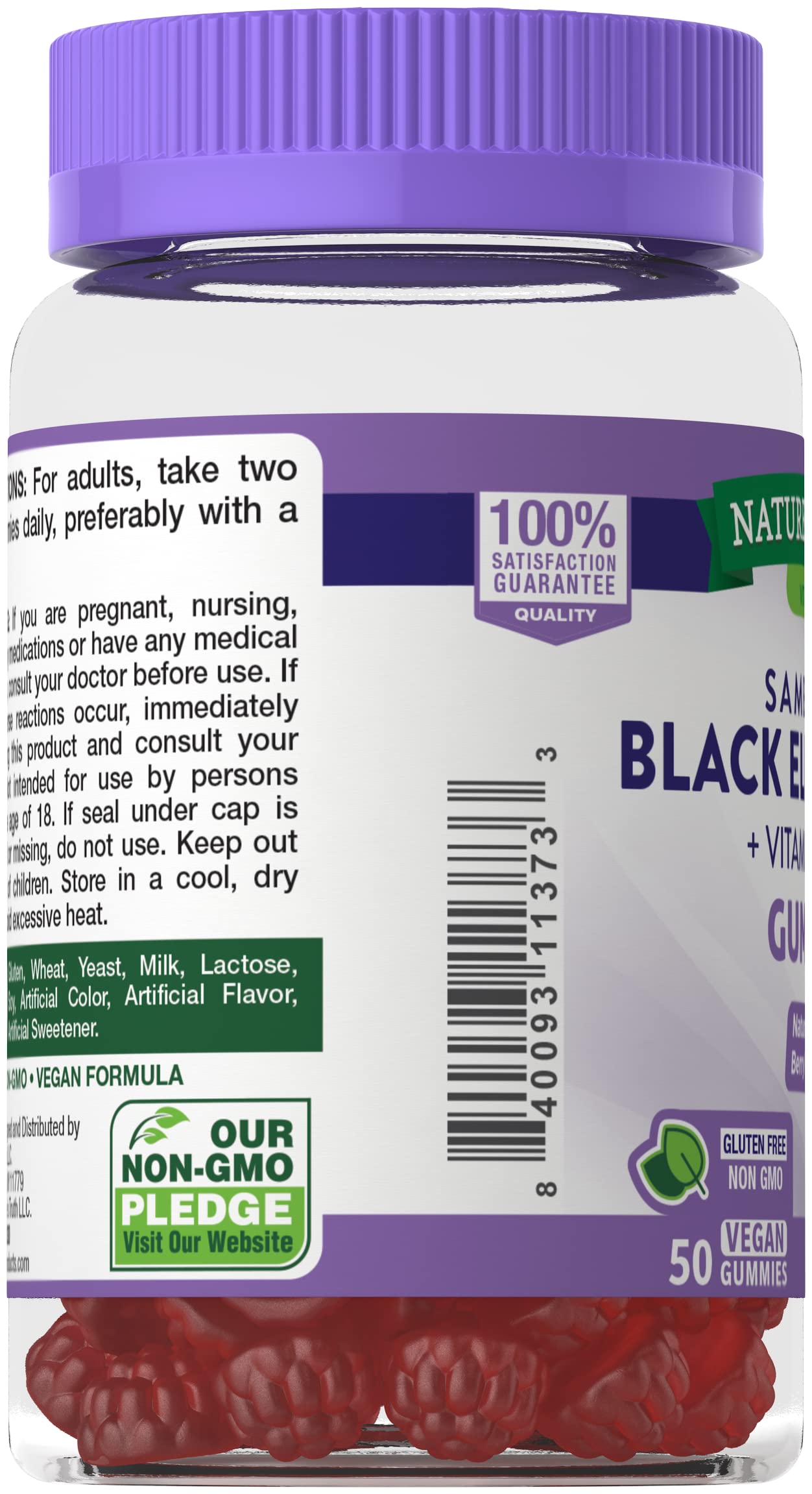 Nature's Truth Sambucus Black Elderberry Gummies 50 + 30% Free = 65 Count(Pack of 3) Total 1953