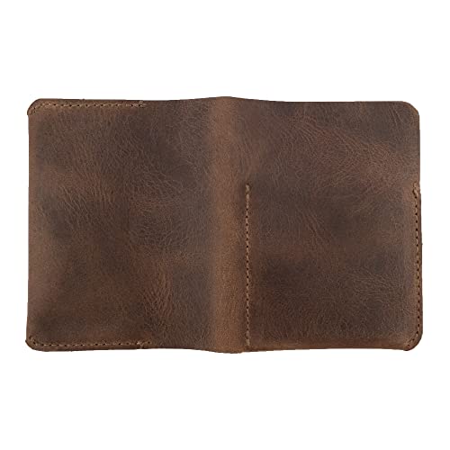 Hide & Drink, Leather Bifold Card Holder, Holds Up to 6 Cards/Organizer/Case/Wallet, Handmade Includes 101 Year Warranty :: Bourbon Brown