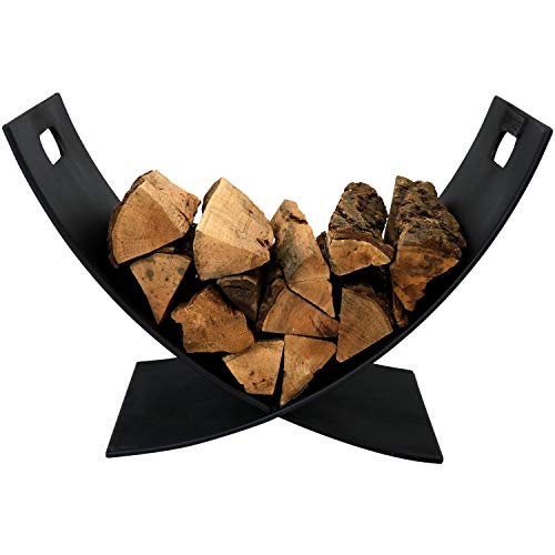 Sunnydaze 30-Inch Firewood Log Rack - Indoor/Outdoor Heavy-Duty Black Powder Coated Steel Construction