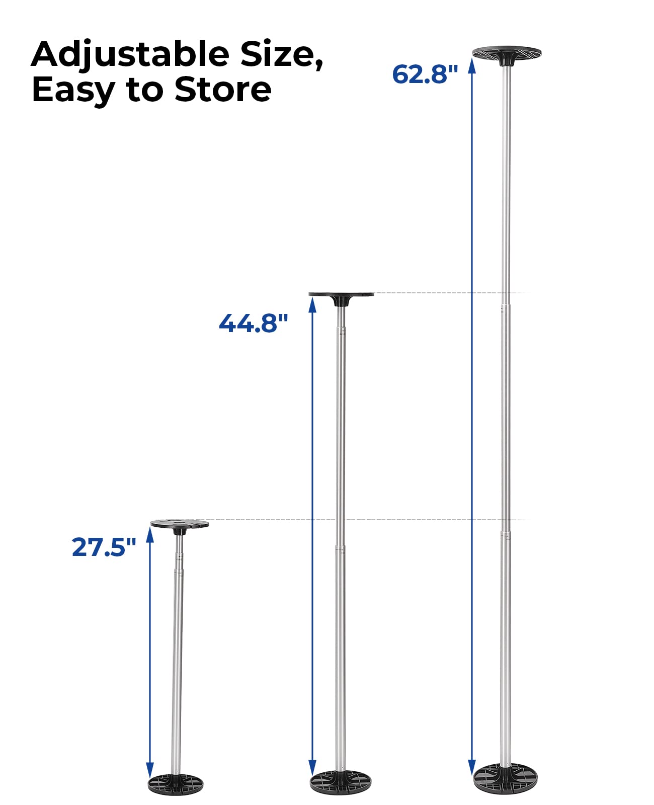 kemimoto Boat Cover Support Pole, Boat Support Poles System with Height Adjustable, Telescoping Pole Boat Cover Poles for Pontoon Boat Accessories - Four Webbing Straps Included