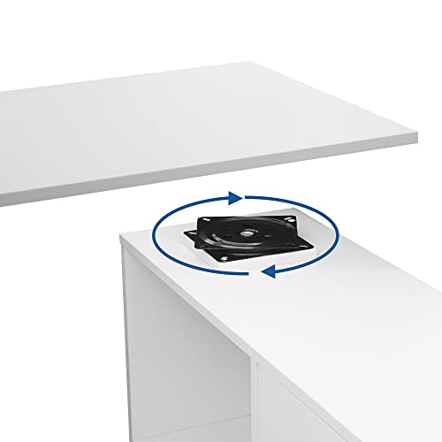 VANSPACE L-Shaped Rotating Computer Desk 68 inch with Storage Shelves Home Office Corner Desk with Drawers and File Cabinet Multipurpose Study Writing Table for Bedroom Small Space White