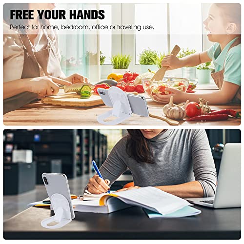 TIESOME 6 Pcs Foldable Phone Holder, Universal Oval Shaped Adjustable Mobile Phone Holder Portable Multi-Angle Desktop Holder Compatible with Tablets Smartphones (3 Black,3 White)