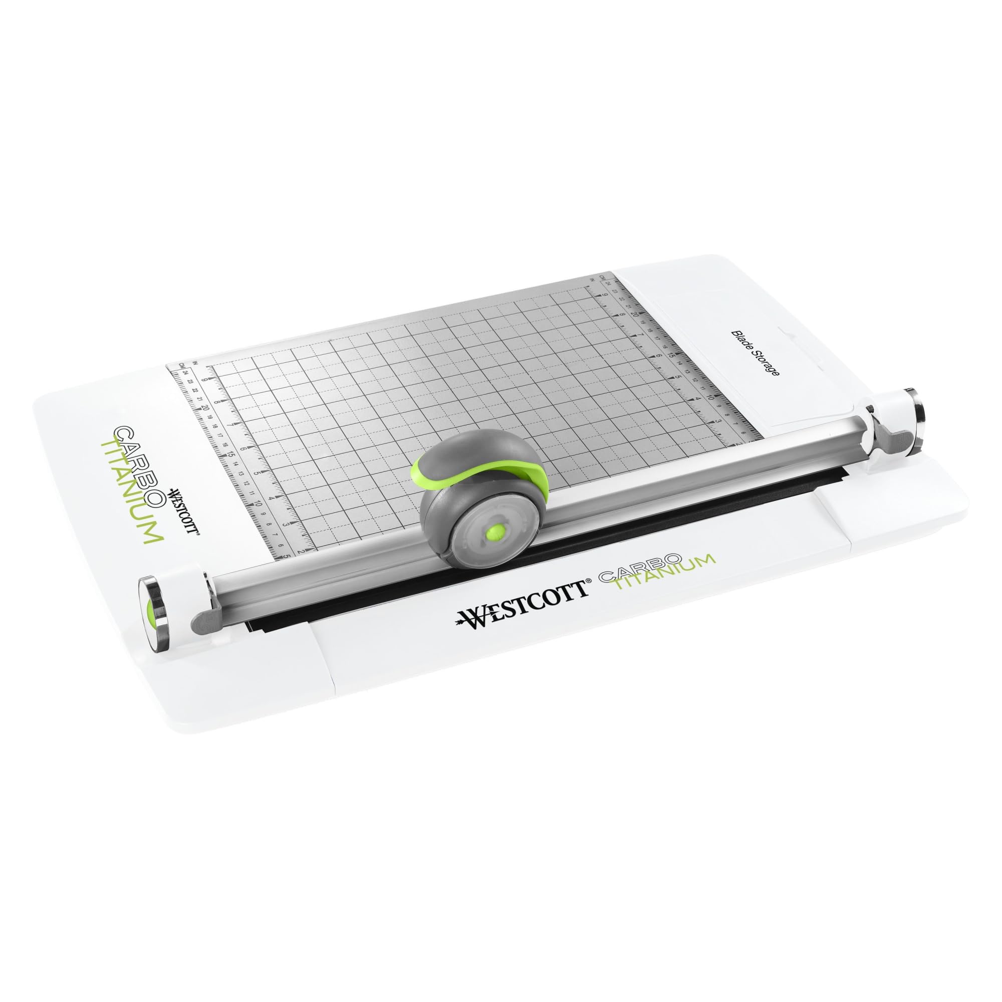 Westcott 12" CarboTitanium 45mm Rotary Metal Base Trimmer, White, Green (16718)