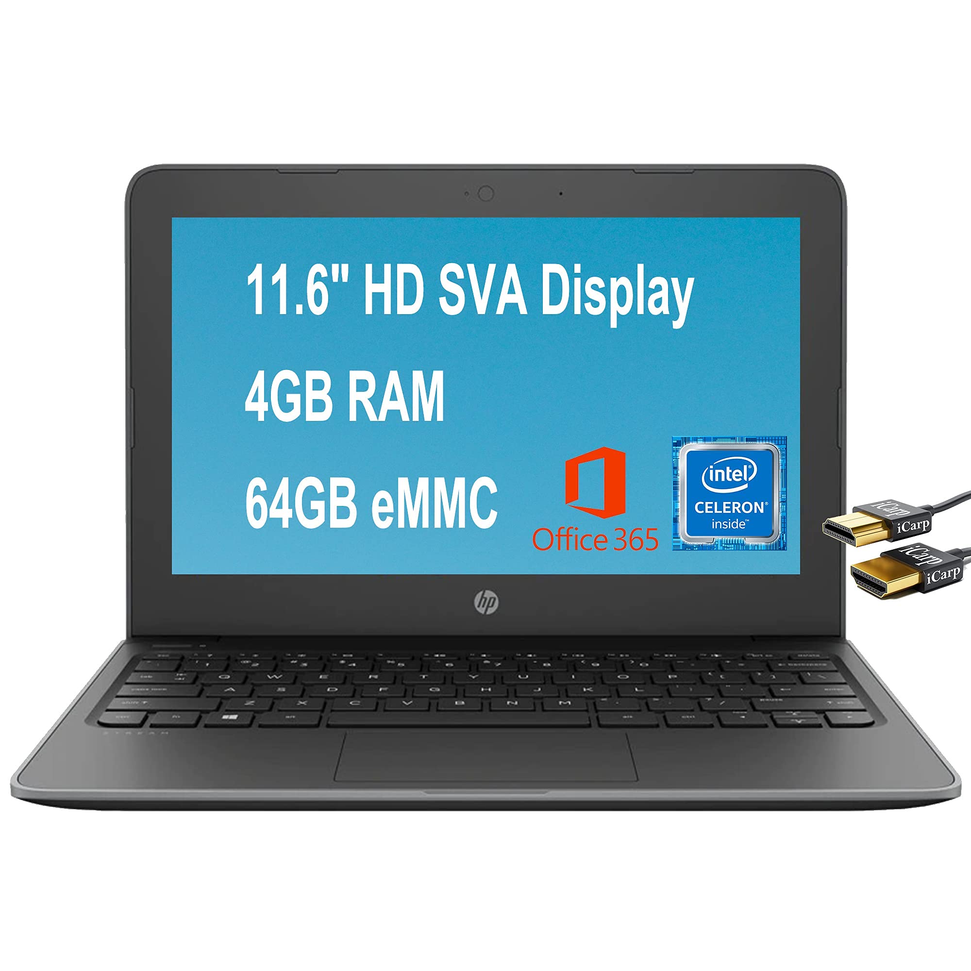 HP Stream 11 Pro G5 11.6-inch Laptop - Intel Celeron N4020 Processor 4GB RAM 64GB eMMC WiFi5 1 Year Office365 Win10 Pro Black (Renewed)