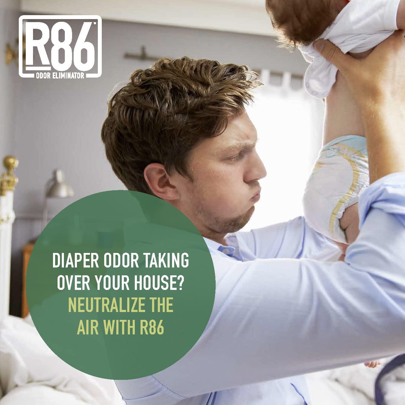 R86 Biological Odor Eliminator - Neutralize Urine Odor, Diaper Pail Odor β Use As Fabric Spray For Bedding, Mattress, Clothing β Laundry Additive - Natural Formula, Use Wet or Dry