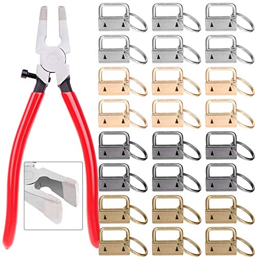 shynek Key Fob Hardware, Keychain Hardware Set Includes 40pcs Key Fob Hardware 1 Inch with Key Fob Hardware Pliers for Wristlet Keychain, Key Lanyard and Key Chain Making Hardware Supplies