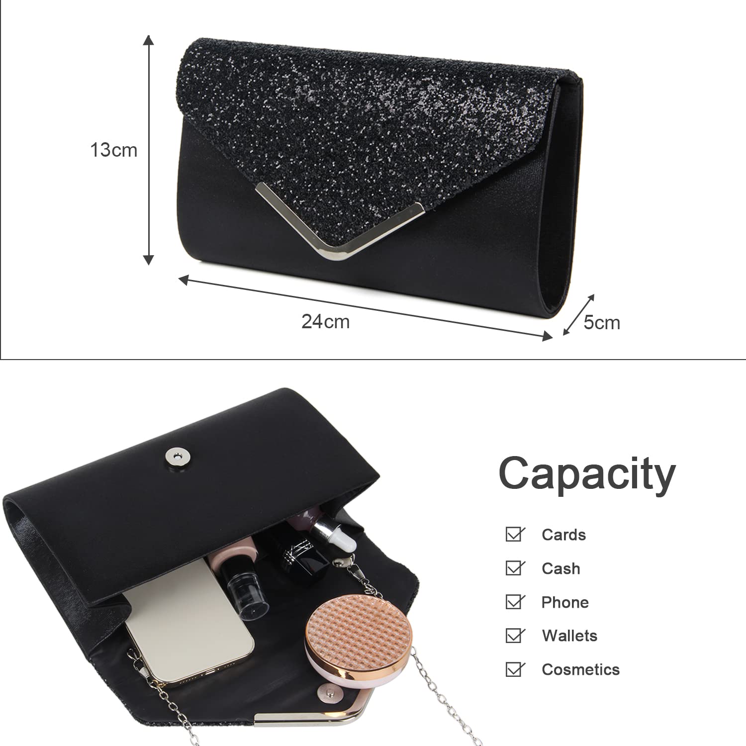 LUI SUI Women Evening Clutch Formal Wedding Party Clutches Purse Elegant Shoulder Bag Cocktail Prom Clutches