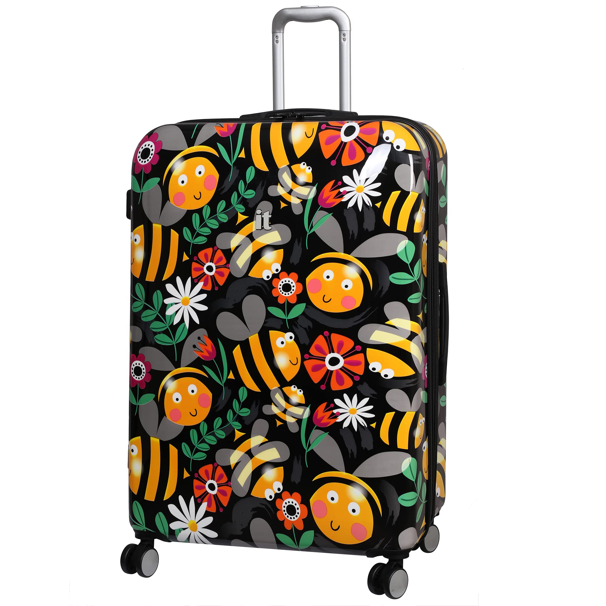 it luggage Sheen 31" Hardside Checked 8 Wheel Expandable Spinner, Black Bees-Repeat, 32"