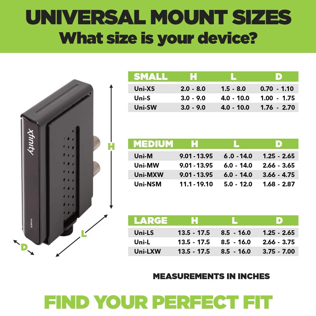 HIDEit Mounts Uni-SW VESA Mount - American Company - Black Steel Adjustable Small and Wide Device Wall Mount - Cable Box Wall Mount, Modem Wall Mount, Router Mount and More - Behind TV Cable Box Mount
