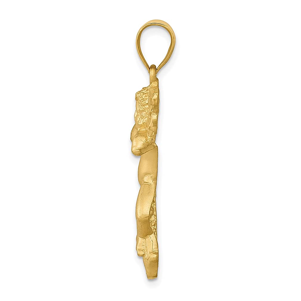 IceCarats 14K Yellow Gold Guardian Angel Necklace Protect Us Cherub Pendant Religious Charm Only