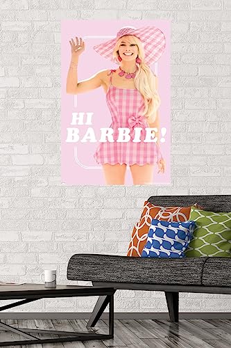 Trends International Mattel Barbie: The Movie - Hi Barbie Wall Poster, 22.37" x 34.00", Poster & Mount Bundle