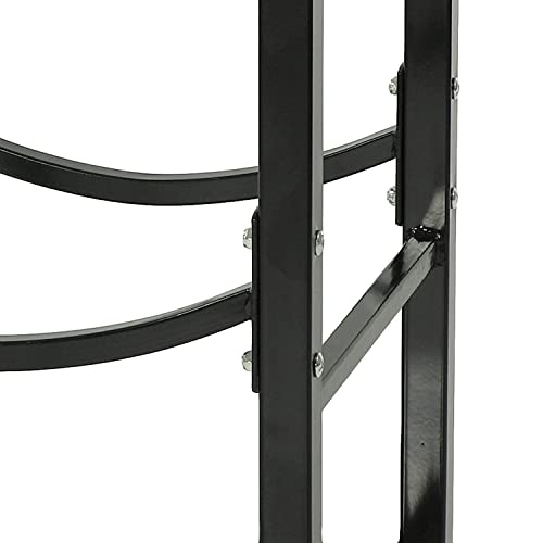 Sunnydaze Firewood Log Rack with Tool Holder Hooks - Indoor/Outdoor Durable Powder-Coated Steel Space-Saving Design - Black
