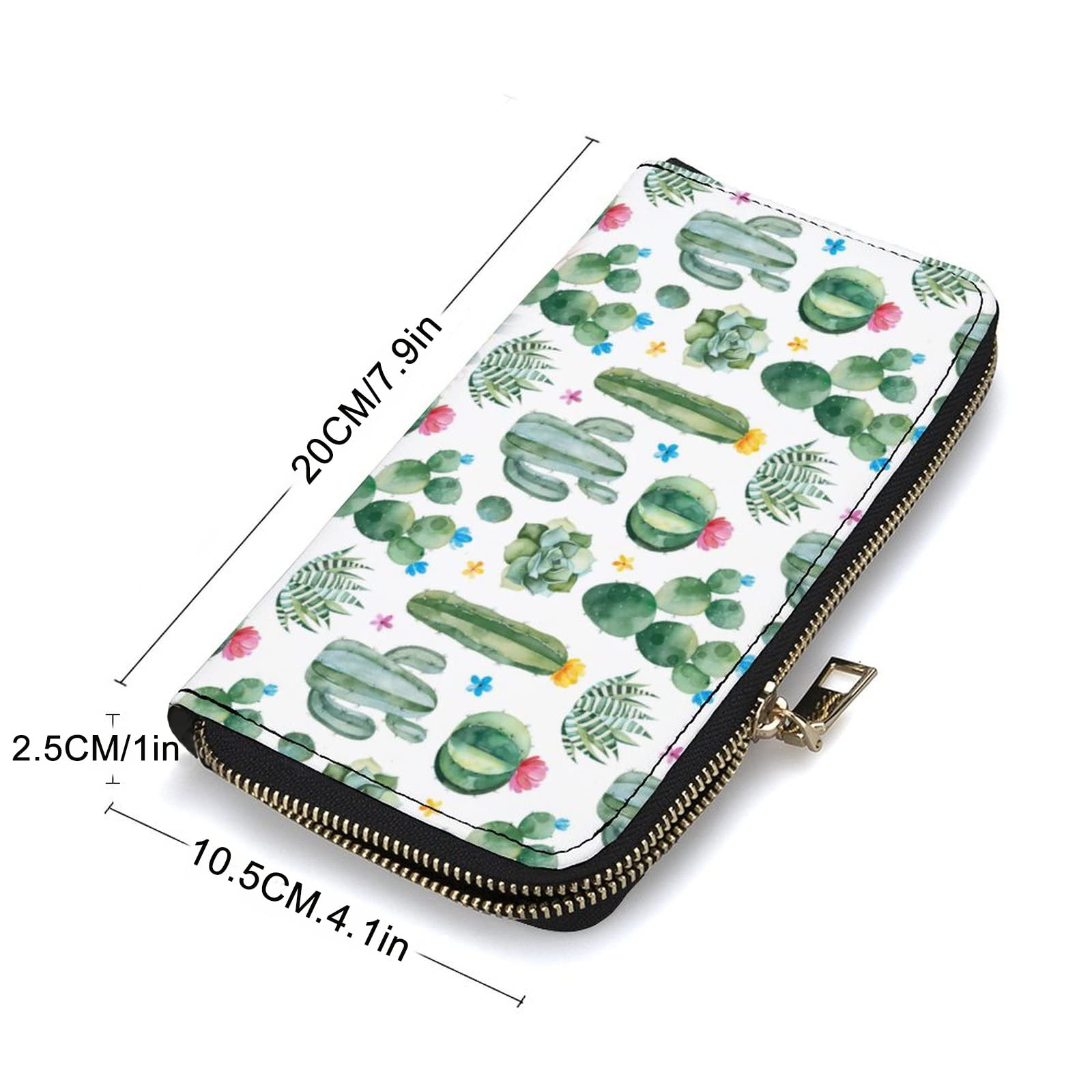 Qwalnely Cactus Wallet PU Leather, Cactus Purse Phone Money Credit Card Holder