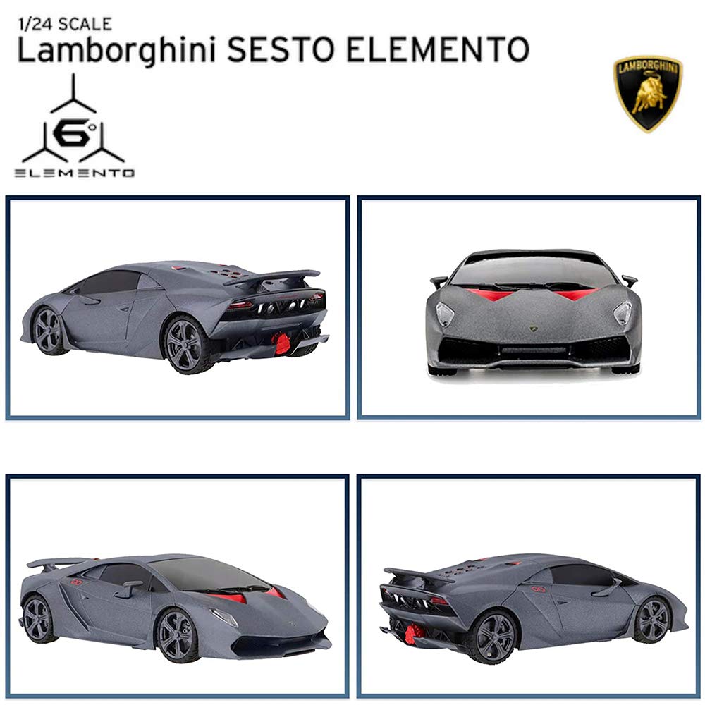 Lamborghini Sesto Elemento RC Car 1:24 Scale Remote Control Model Vehicle, 2.4Ghz - Grey