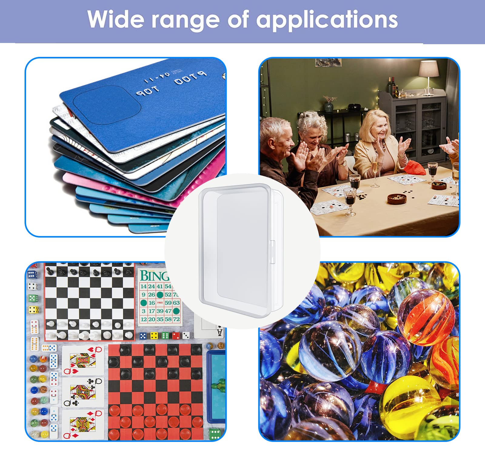 IOKUKI 4 Pcs Blank Playing Card Case, Clear Card Deck Box, Plastic Playing Game Card Storage Box Holder for Bank Card, Business Card, Game Card, PTCG Cards