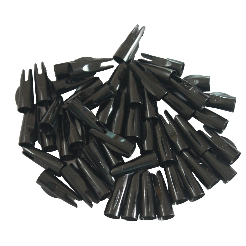 JIEXI HWYP Archery Hunting Compound Bow Plastic Arrow Nocks for 5/16" Arrows Pack of 50 (Black)