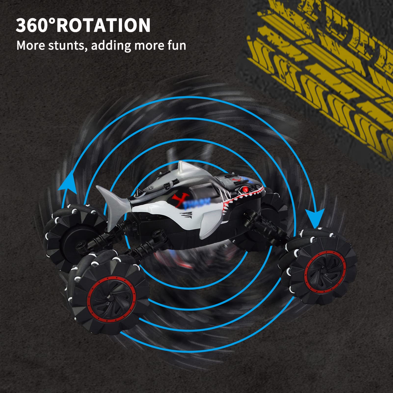 IKAYAA Remote Control Drift Stunt Car, RC Crawler Snake Monster Truck, One Key Deformation, More Ways Moving, Side Shift