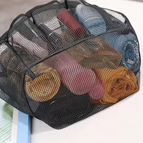 Typutomi Mesh Shower Caddy Portable, Black Mesh Caddy Tote with 8 Storage Pocket and Handle Large Capacity Hanging Shower Caddy Dorm Basket for College Dorm Essentials, Bathroom, Camp, Travel